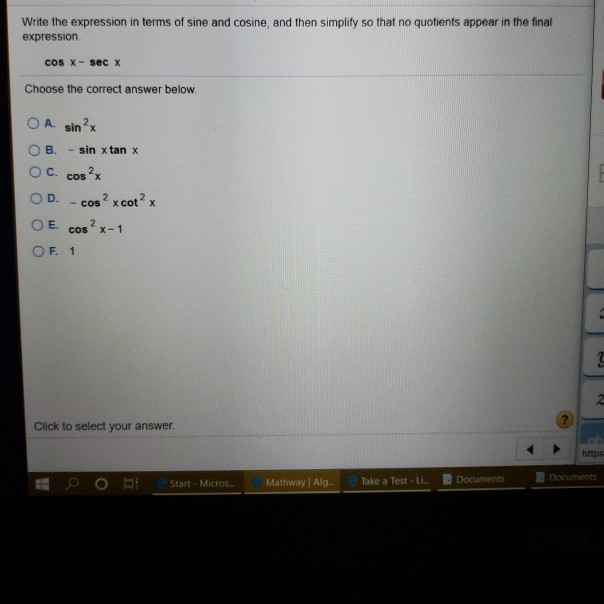 Solved Write the expression in terms of sine and cosine, and | Chegg.com