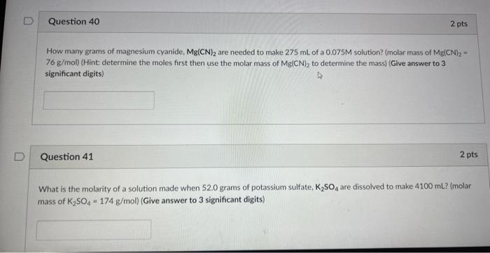 Solved How many grams of magnesium cyanide, Mg(CN)2 are | Chegg.com