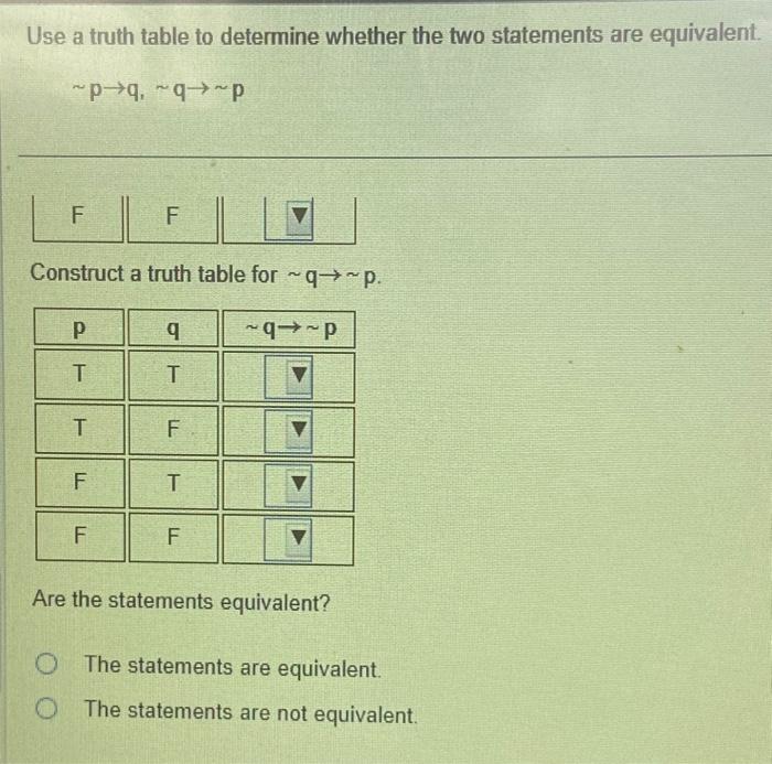 Solved Use a truth table to determine whether the two | Chegg.com