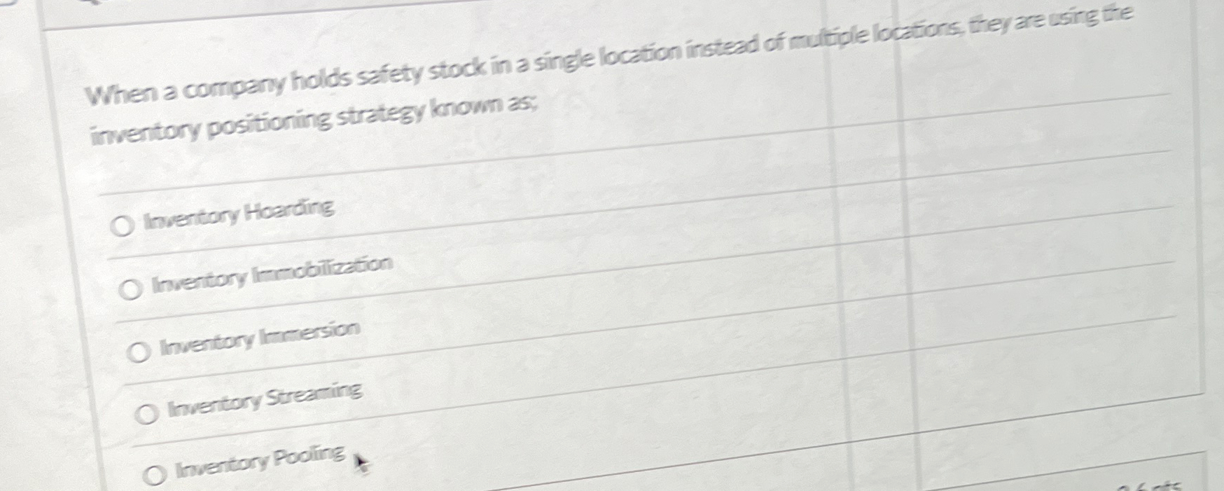 When a company holds safety stock in a single | Chegg.com