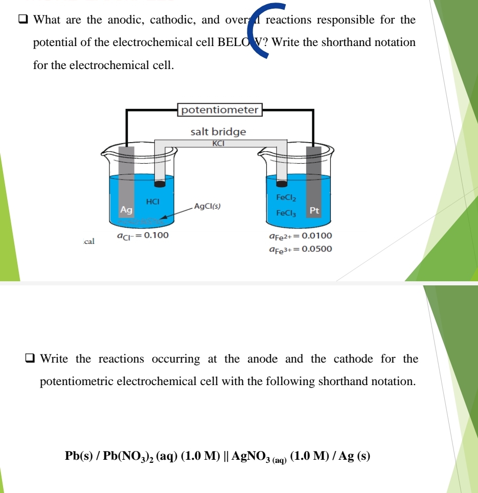 Solved What are the anodic, cathodic, and over reactions | Chegg.com