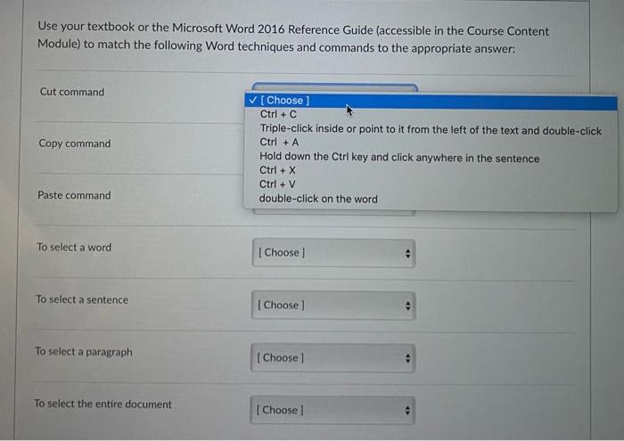 Solved Use your textbook or the Microsoft Word 2016 | Chegg.com