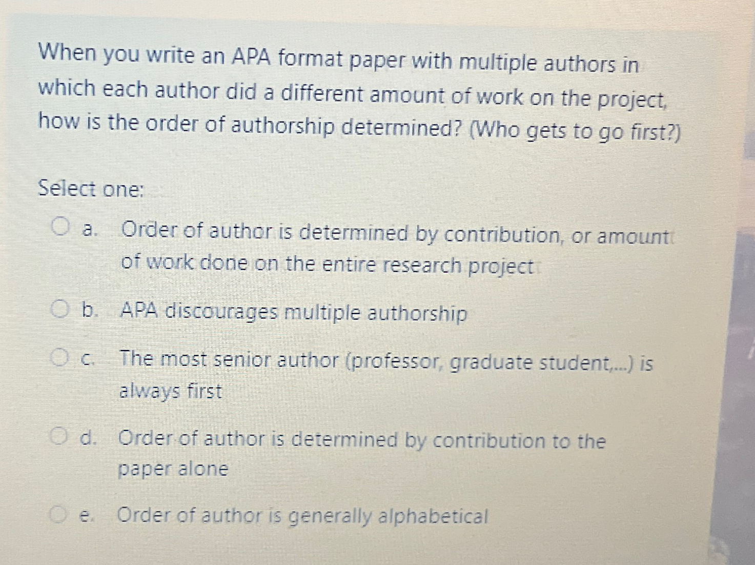 Solved When you write an APA format paper with multiple | Chegg.com