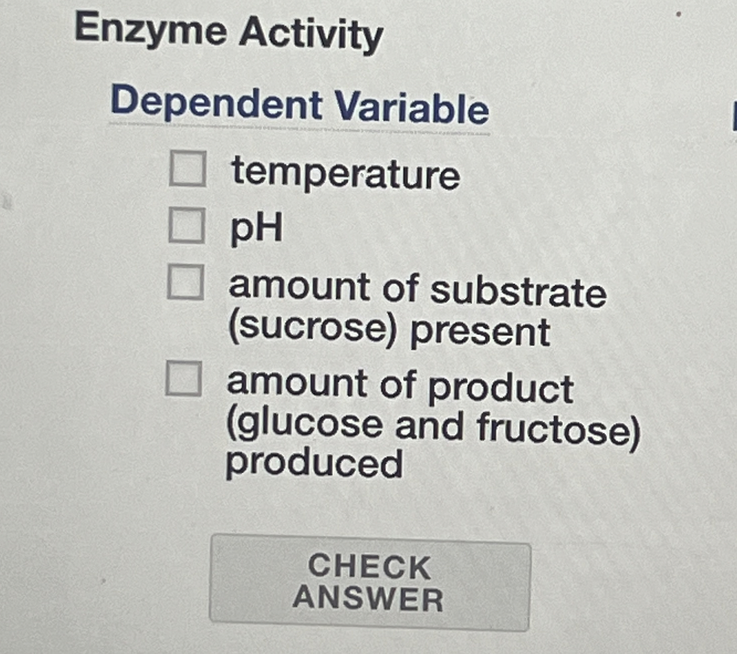 Solved Enzyme ActivityDependent VariabletemperaturepHamount | Chegg.com