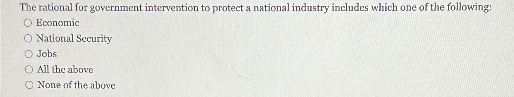 Solved The rational for government intervention to protect a | Chegg.com