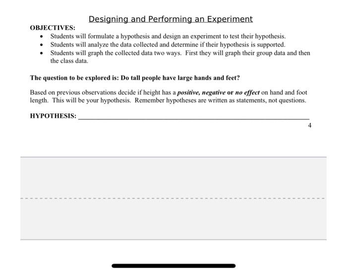 Solved Designing and Performing an Experiment OBJECTIVES: • | Chegg.com