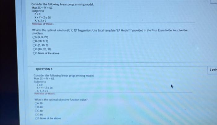 Corader the followng linear programming model | Chegg.com