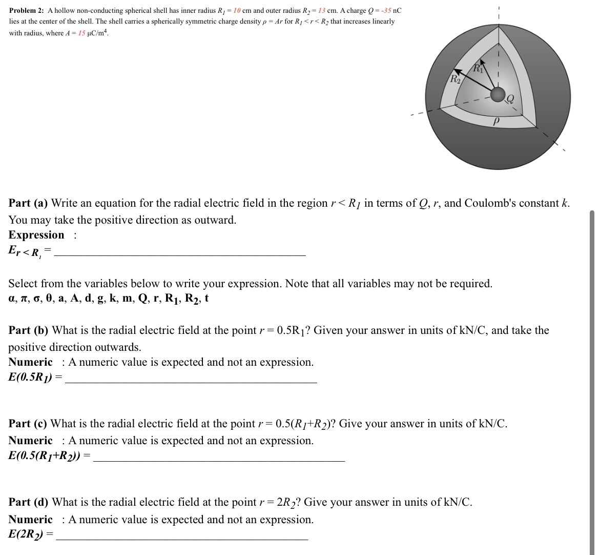 Solved Part (a) ﻿Write an equation for the radial electric | Chegg.com