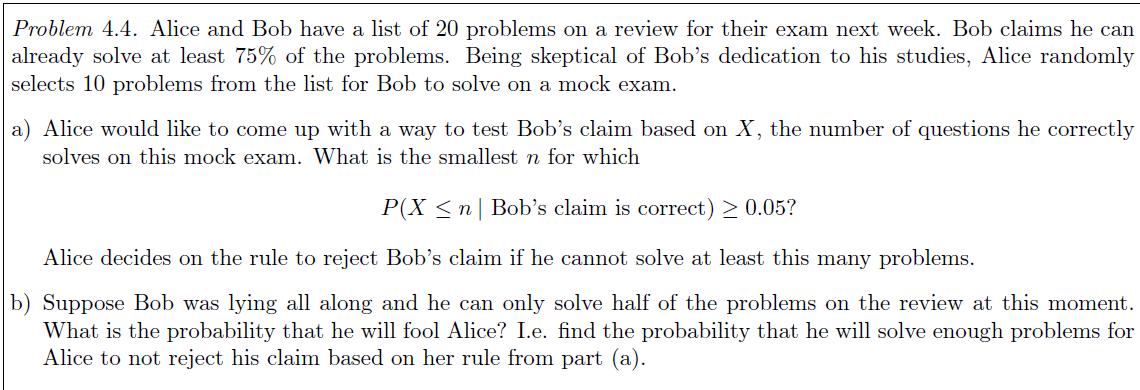 Solved Alice and Bob have a list of 20 ﻿problems on ﻿a | Chegg.com