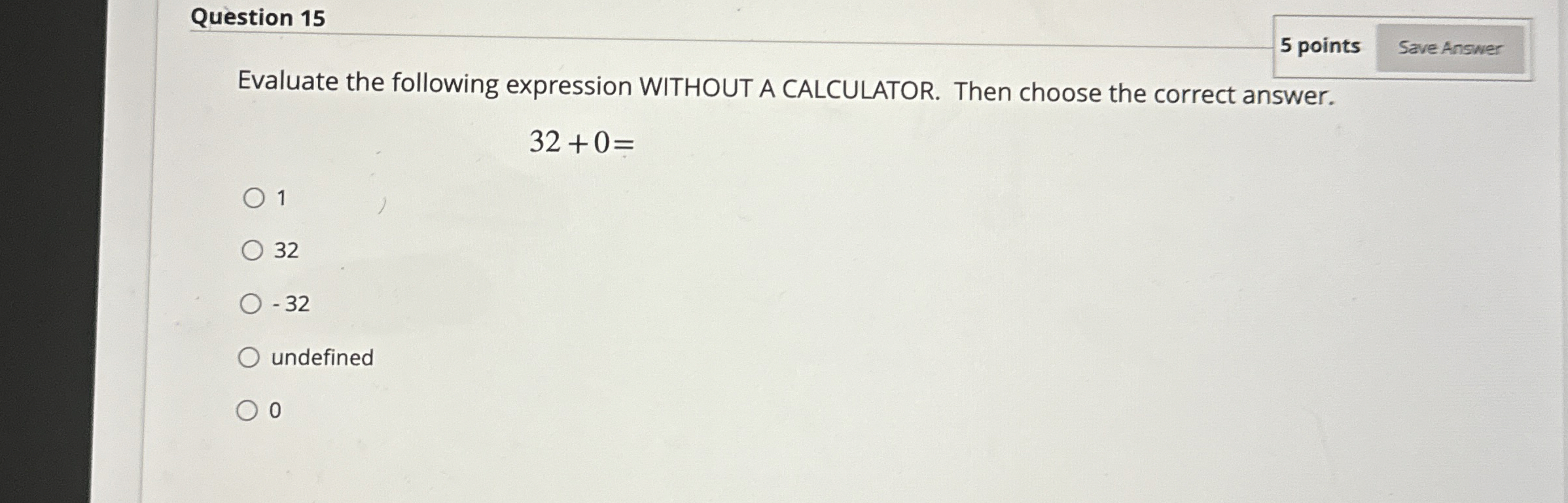 Solved Question 155 ﻿pointsEvaluate the following expression | Chegg.com