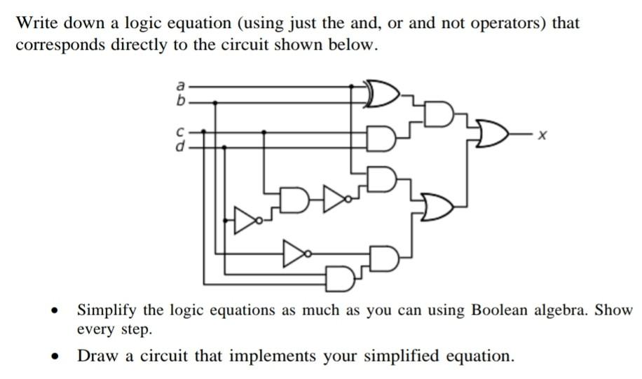 Solved Write down a logic equation (using just the and, or | Chegg.com
