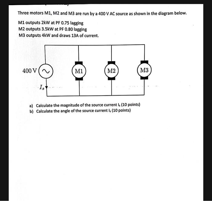 Solved Three motors M1, M2 and M3 are run by a 400 V AC | Chegg.com