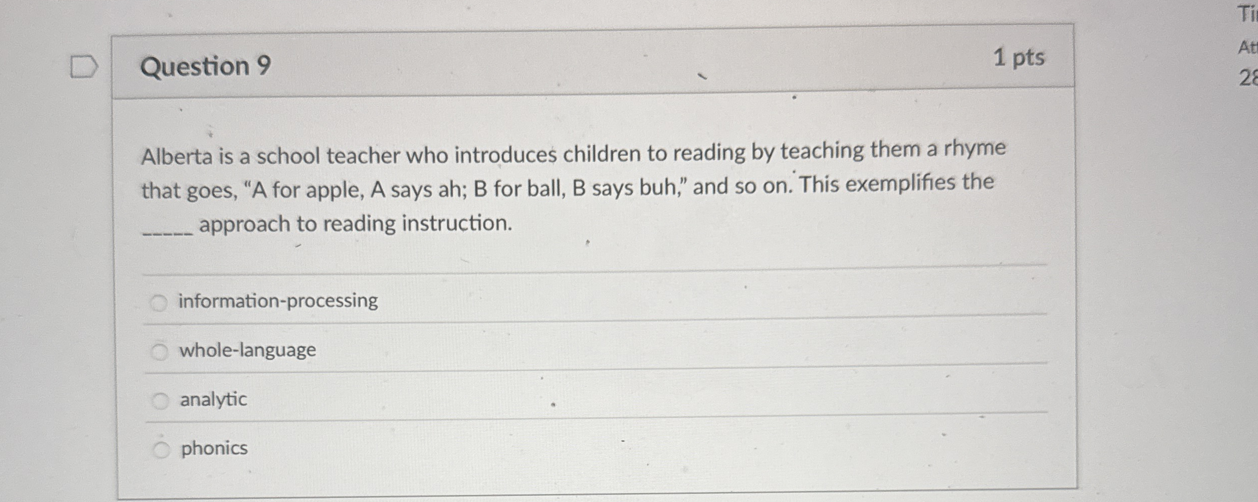 Solved Question 9Alberta is a school teacher who introduces | Chegg.com