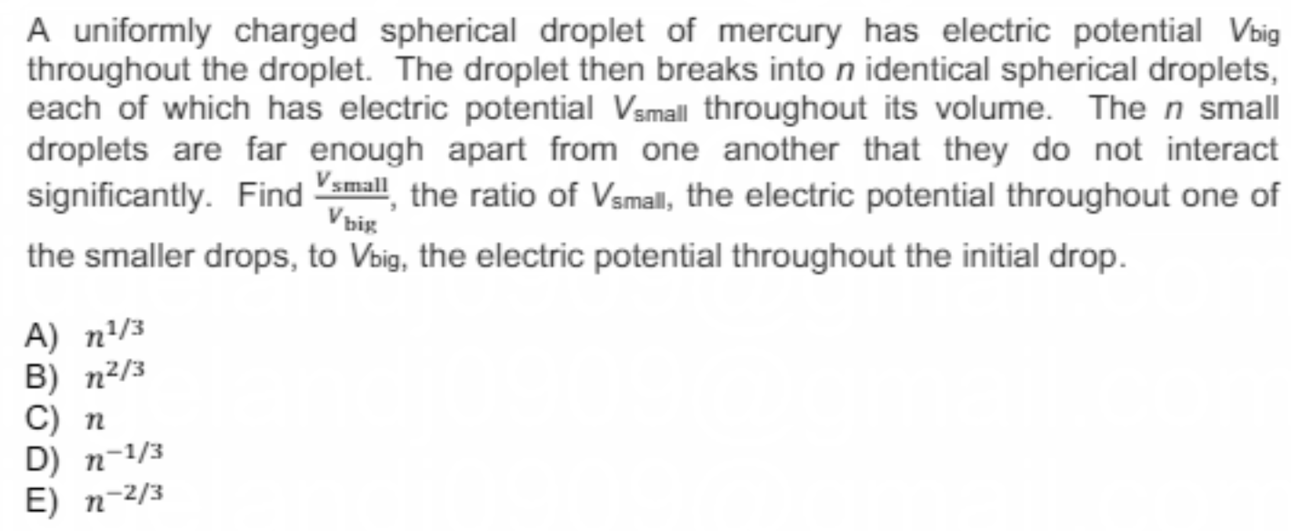 Solved A uniformly charged spherical droplet of mercury has | Chegg.com