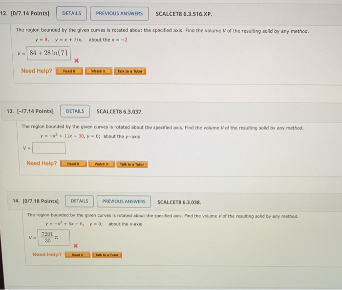 Solved 12. [0/7.14 Points) DETAILS PREVIOUS ANSWERS SCALCET8 | Chegg.com