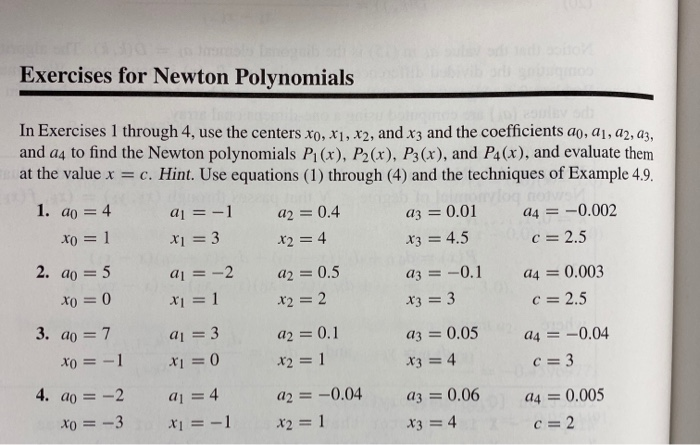 Solved Exercises for Newton Polynomials In Exercises 1 | Chegg.com