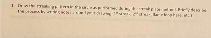 Solved 1. Draw the streaking pattern in the circle as | Chegg.com