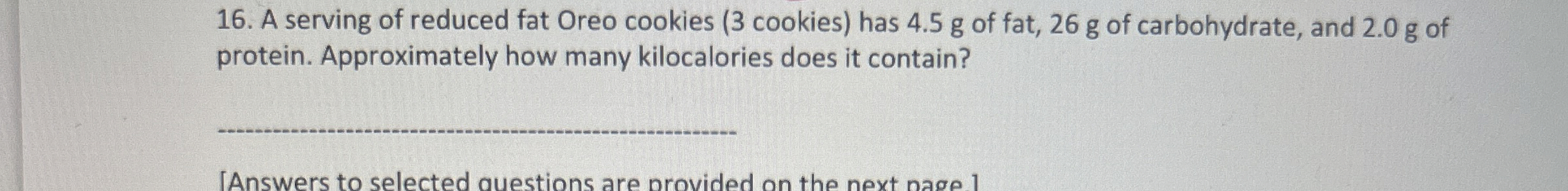 Solved A serving of reduced fat Oreo cookies ( 3 ﻿cookies) | Chegg.com