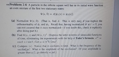 Problem 2.6 ﻿A particle in the infinite square well | Chegg.com