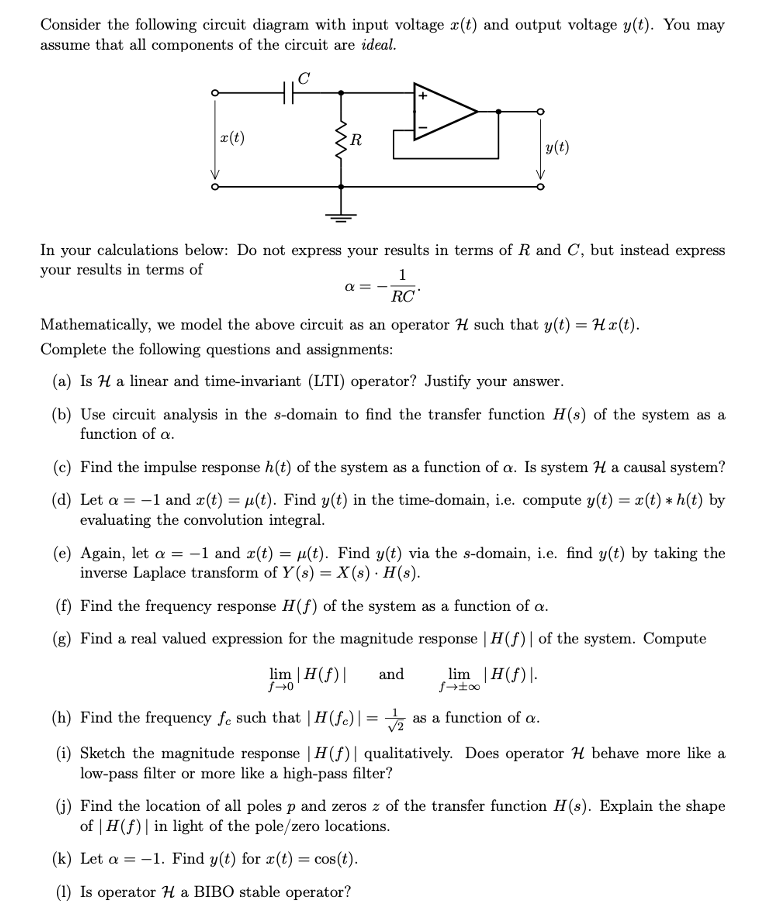 Consider the following circuit diagram with input | Chegg.com