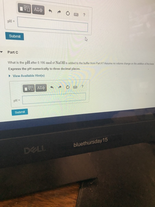 Solved Part A What is the pH of a buffer prepared by adding | Chegg.com