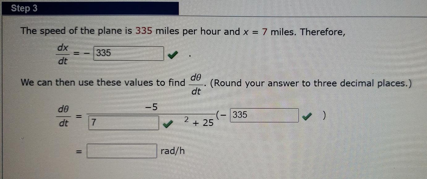 Solved Step 3 The speed of the plane is 335 miles per hour | Chegg.com