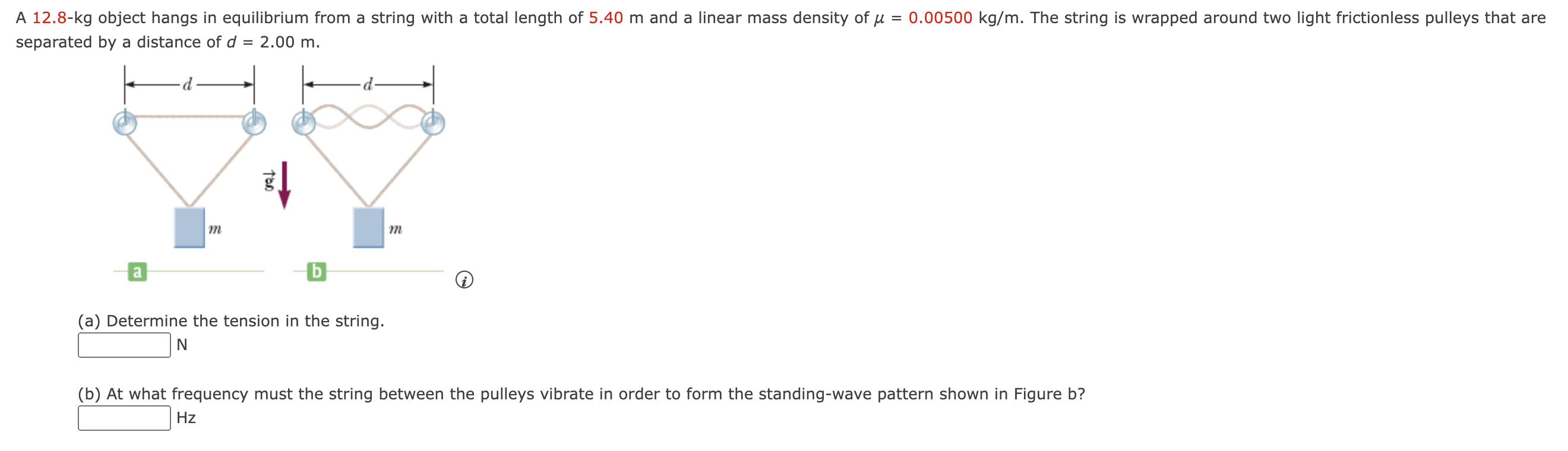 Solved A 12.8-kg object hangs in equilibrium from a string | Chegg.com