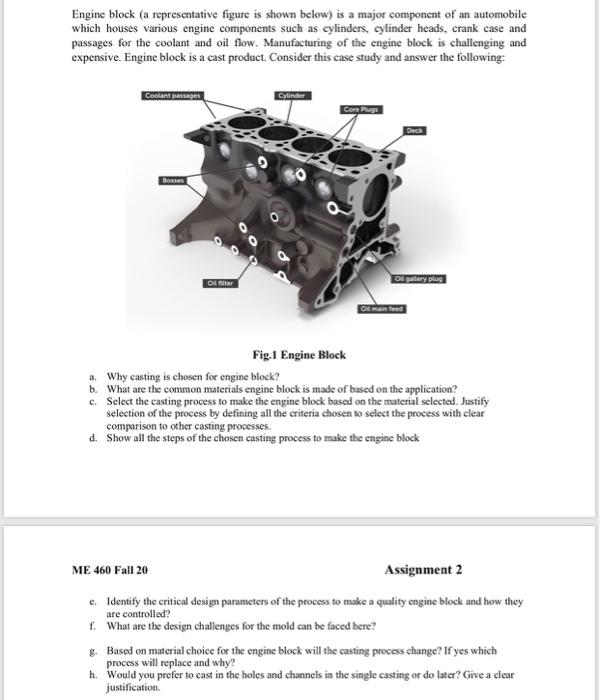 Solved Engine block (a representative figure is shown below) | Chegg.com