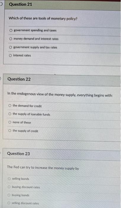 Solved Which of these are tools of monetary policy? | Chegg.com