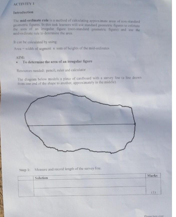 Solved ACTIVITY 1 Infroduction The mid-ordinate rule is a | Chegg.com