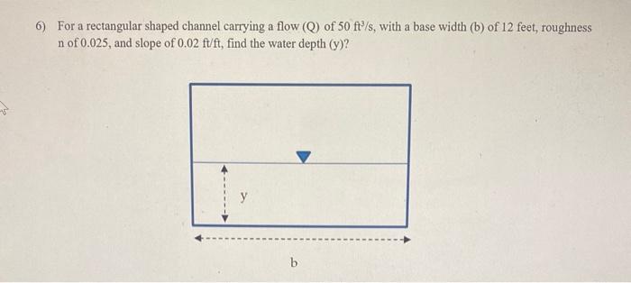 Solved 6) For a rectangular shaped channel carrying a flow | Chegg.com