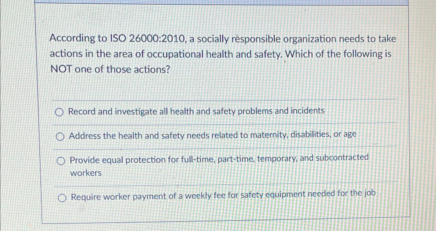 Solved According to ISO 26000:2010, a socially responsible | Chegg.com Solved According to ISO 26000:2010, a socially responsible | Chegg.com