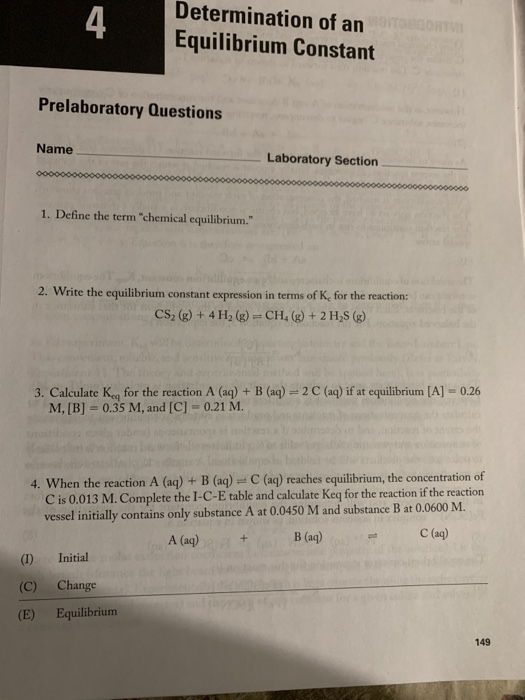 Solved Determination of an Equilibrium Constant | Chegg.com