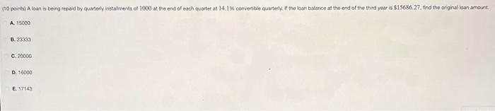 Solved A. 15000 B. 22333 C. 20000 D. 16000 E. 17143 | Chegg.com