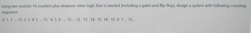 Using two modulo 16 counters plus whatever other | Chegg.com