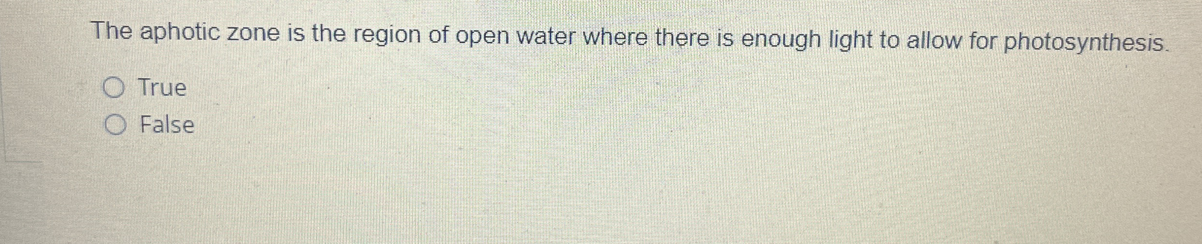 Solved The aphotic zone is the region of open water where | Chegg.com