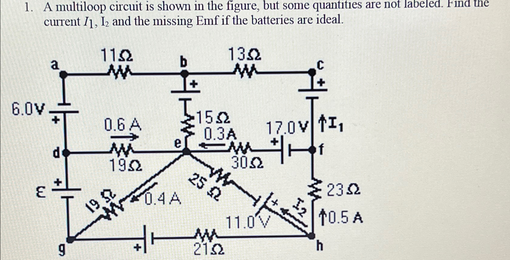 Solved A multiloop circuit is shown in the figure, but some | Chegg.com