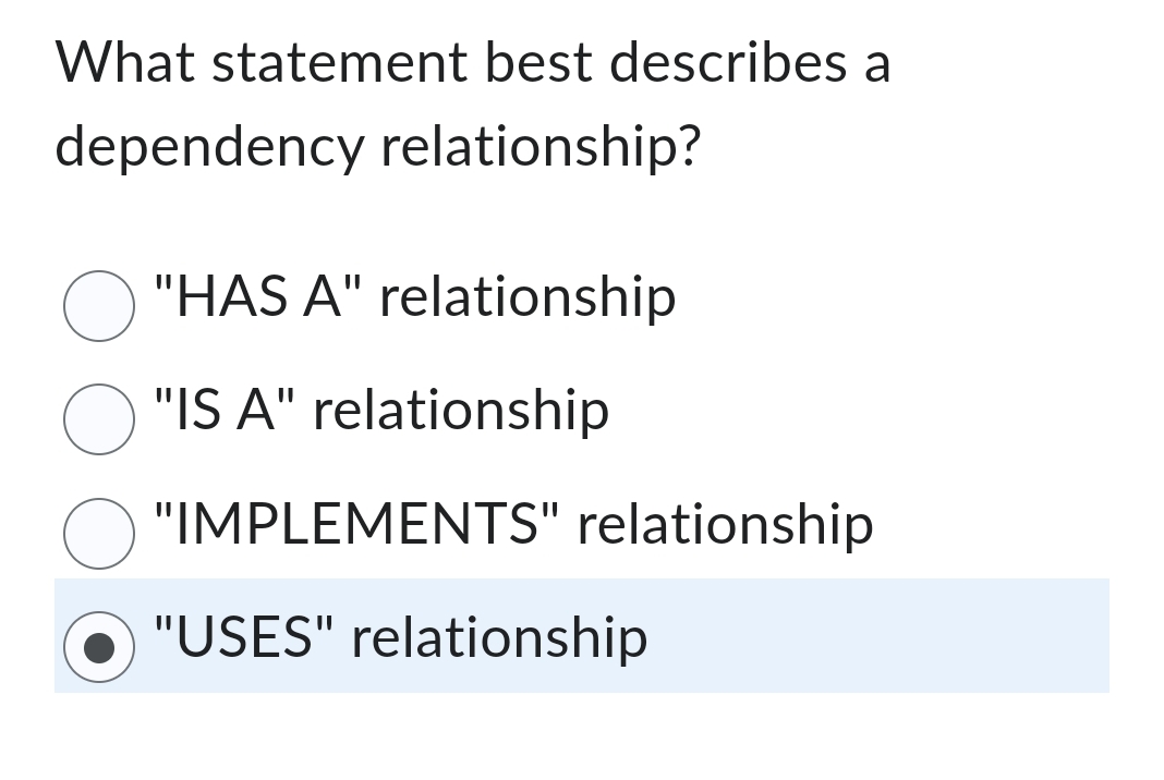 Solved What statement best describes a dependency | Chegg.com