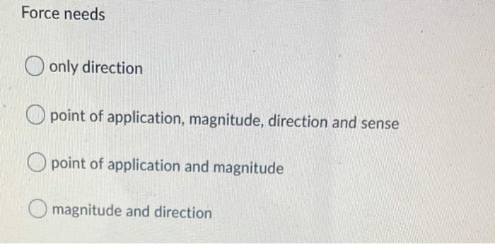 Solved Force needs O only direction O point of application, | Chegg.com