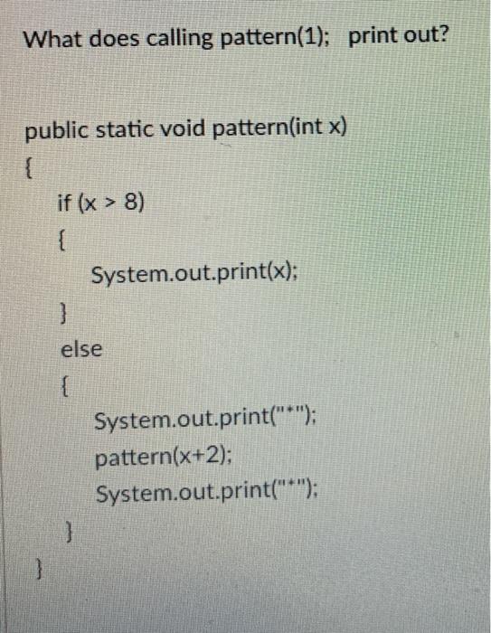 Solved 1. What does System.out.println(fro(1)); print? | Chegg.com