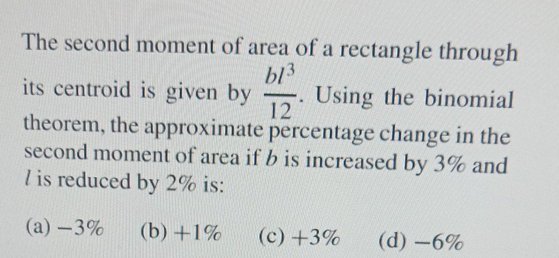Solved The second moment of area of a rectangle through its | Chegg.com
