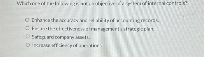 Solved Which one of the following is not an objective of a | Chegg.com