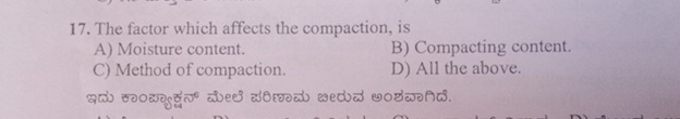 Solved The factor which affects the compaction, isA) | Chegg.com