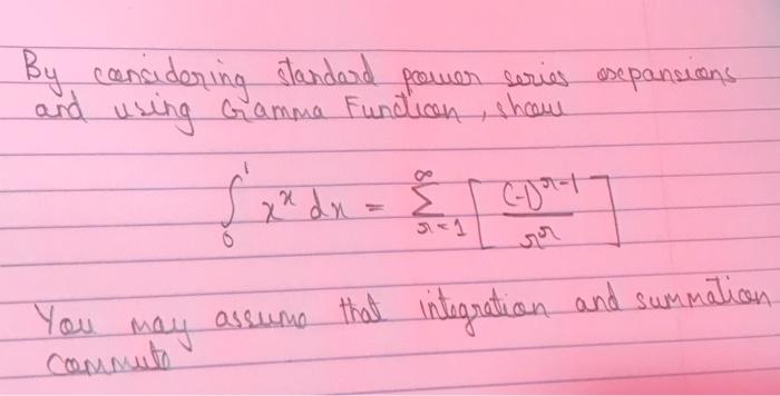 Solved By Considering Standard Power Series Expansions And
