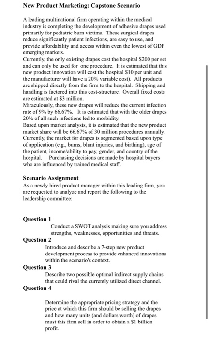 Solved New Product Marketing: Capstone Scenario A leading | Chegg.com