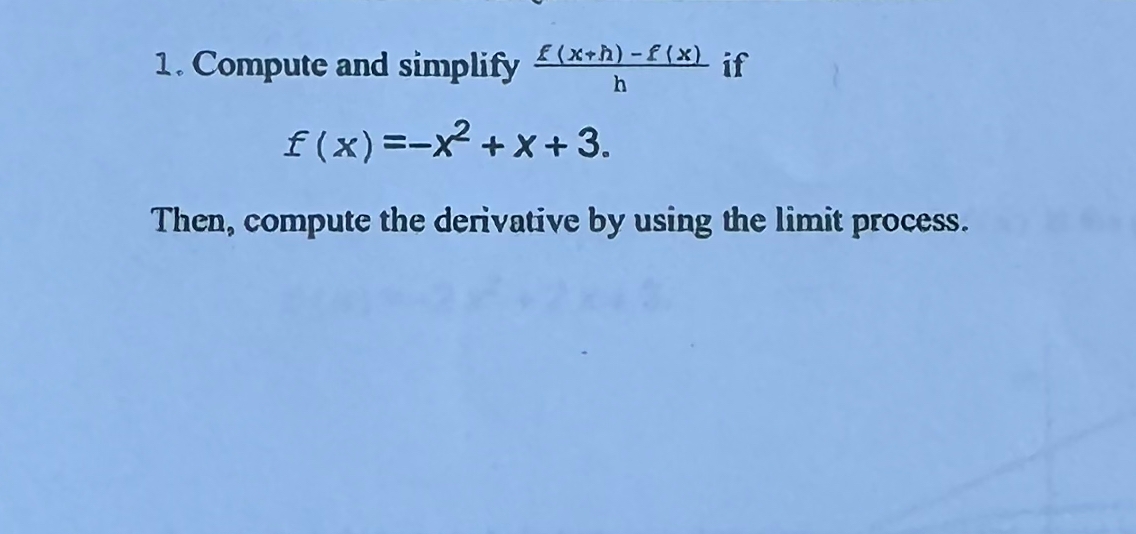 Solved Compute and simplify ε(x+h)-ε(x)h | Chegg.com