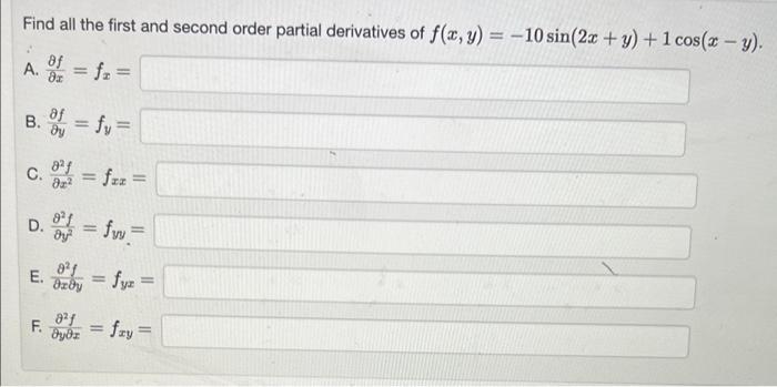 Solved Find all the first and second order partial | Chegg.com