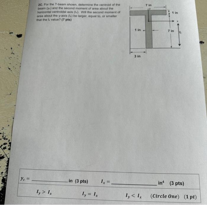 Solved 2C. For the T-beam shown, determine the centroid of | Chegg.com