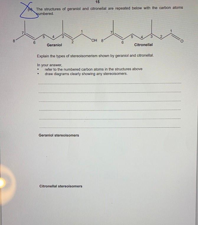 Solved You 15 The structures of geraniol and citronellal are | Chegg.com