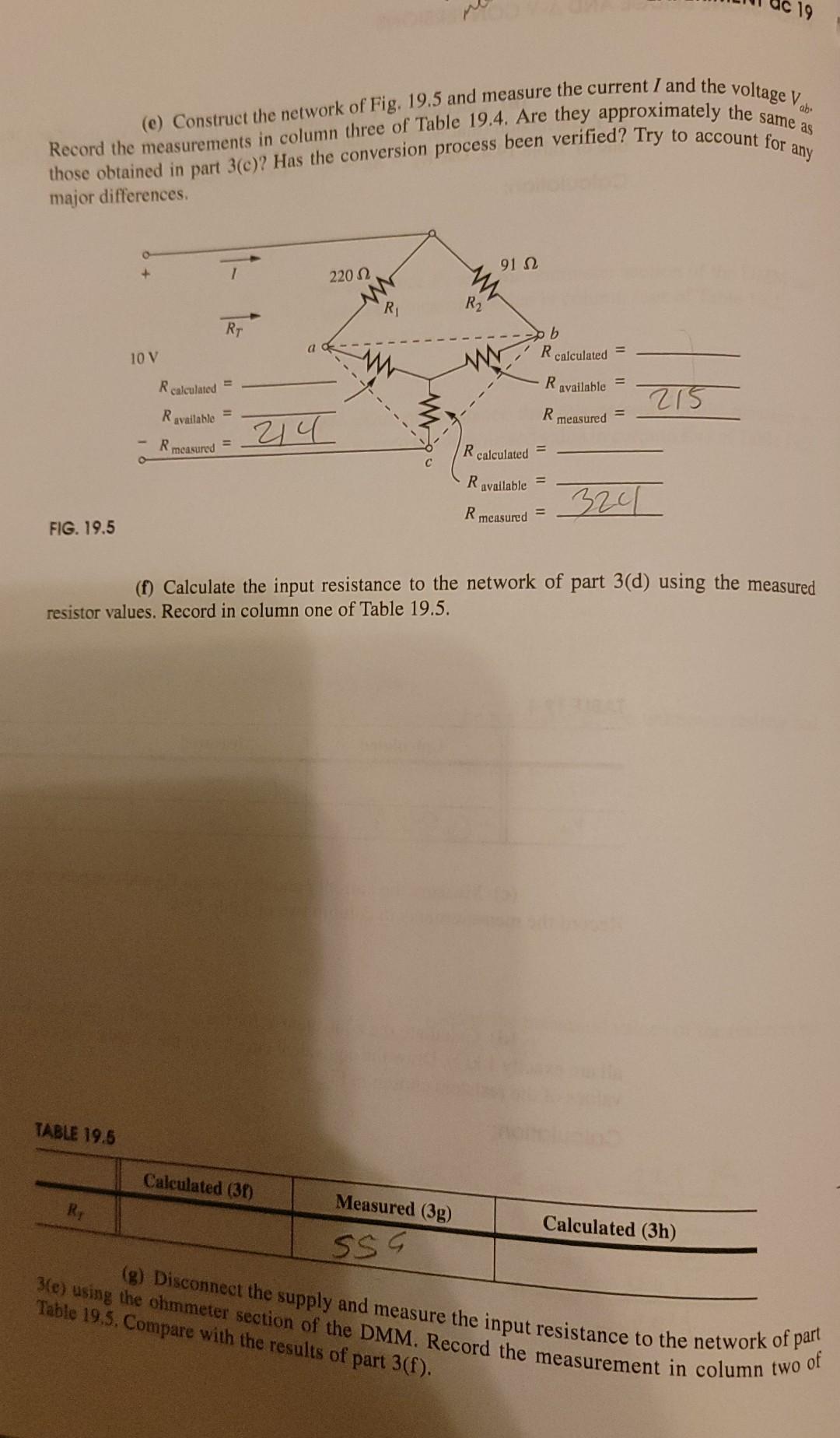 Solved ab. (c) Construct the network of Fig. 19.5 and | Chegg.com